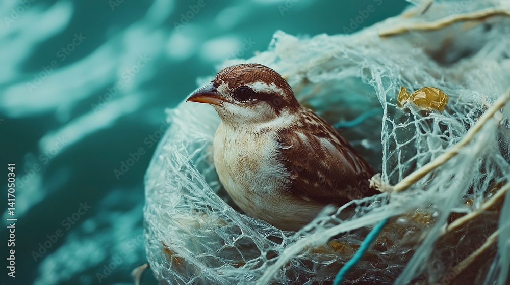 Bird trapped in plastic netting highlights dangers of pollution on ...