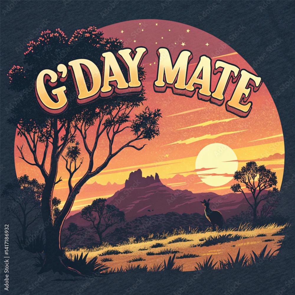 G'day Mate Text Design for T-Shirts – Aussie Slang Vector Graphic Stock ...