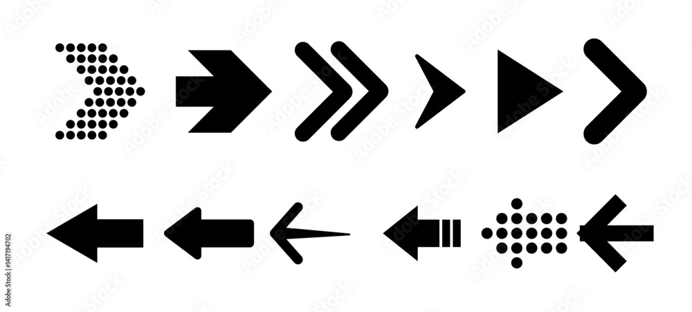 Big Black Arrow Icon Set — Modern and Simple Arrow Symbols Collection. Includes cursors ...