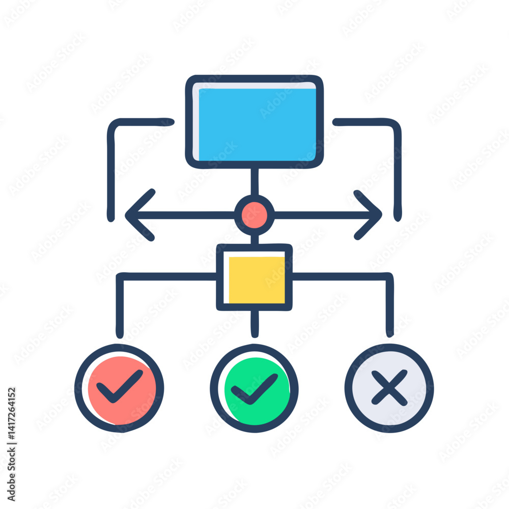 Decision tree flow chart with check and cross symbols Stock Vector ...