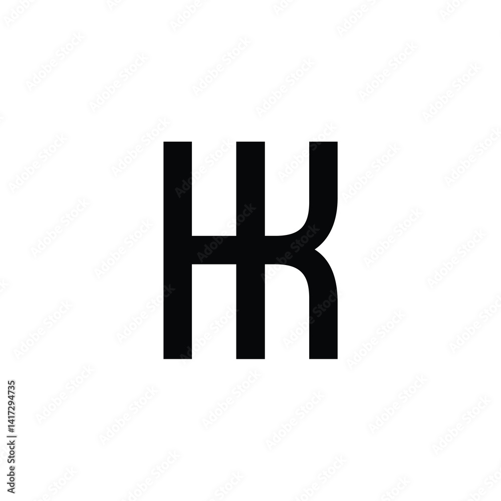 HK monogram logo design letter text name symbol monochrome logotype ...