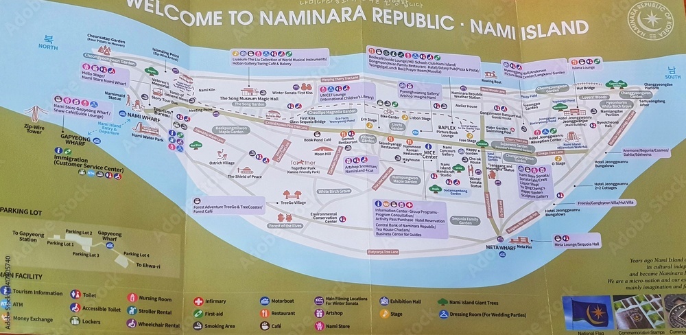 Seoul, South Korea on 7 Nov 2025. Nami Island. Nami Island Map Guide ...