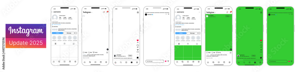 Instagram post story reels mockup template with updated 2025 grid size ...