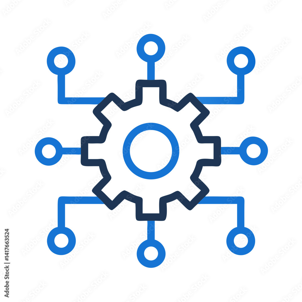 Network Gear Icon Representing Backend Configuration and System Setup ...