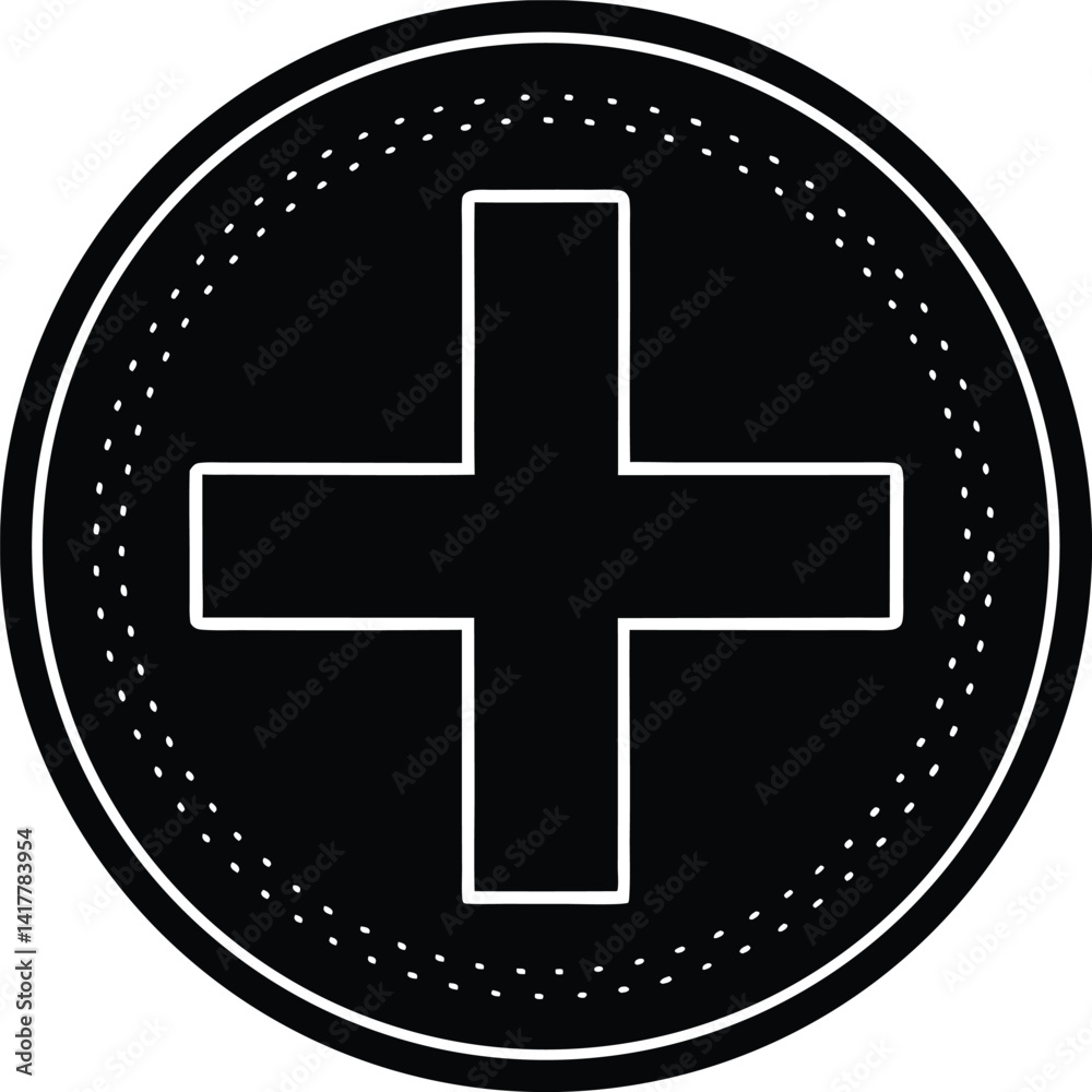 Plus Sign Circle Silhouette Black Vector | Add Symbol Icon for UI ...
