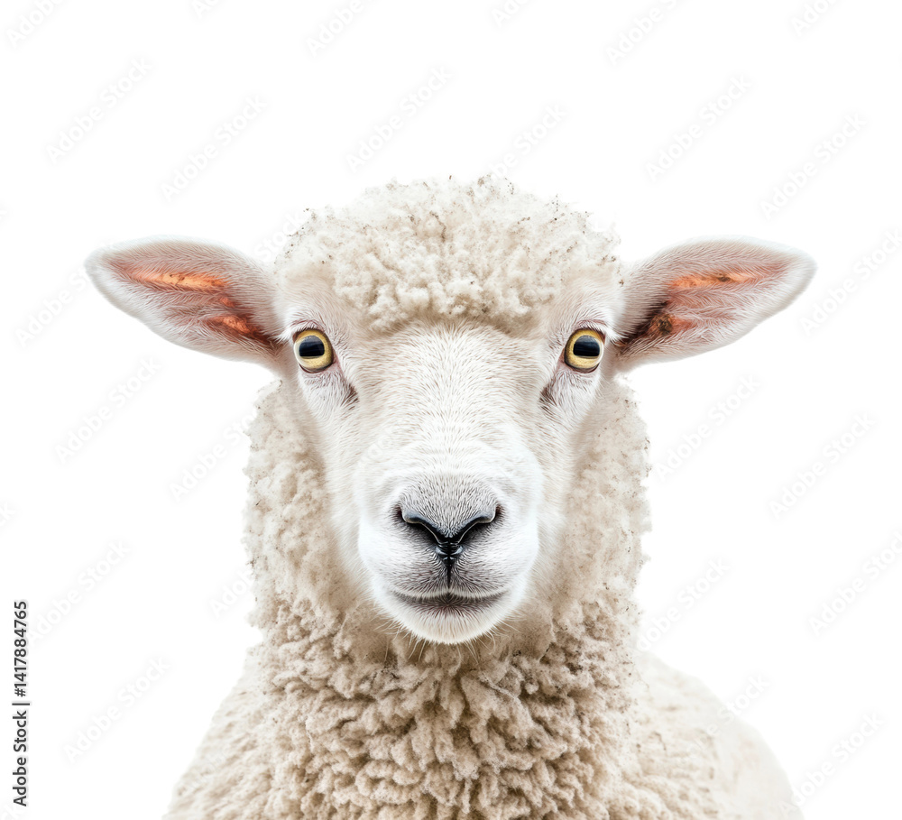 Portrait of a calm sheep farm animal natural light isolated on ...