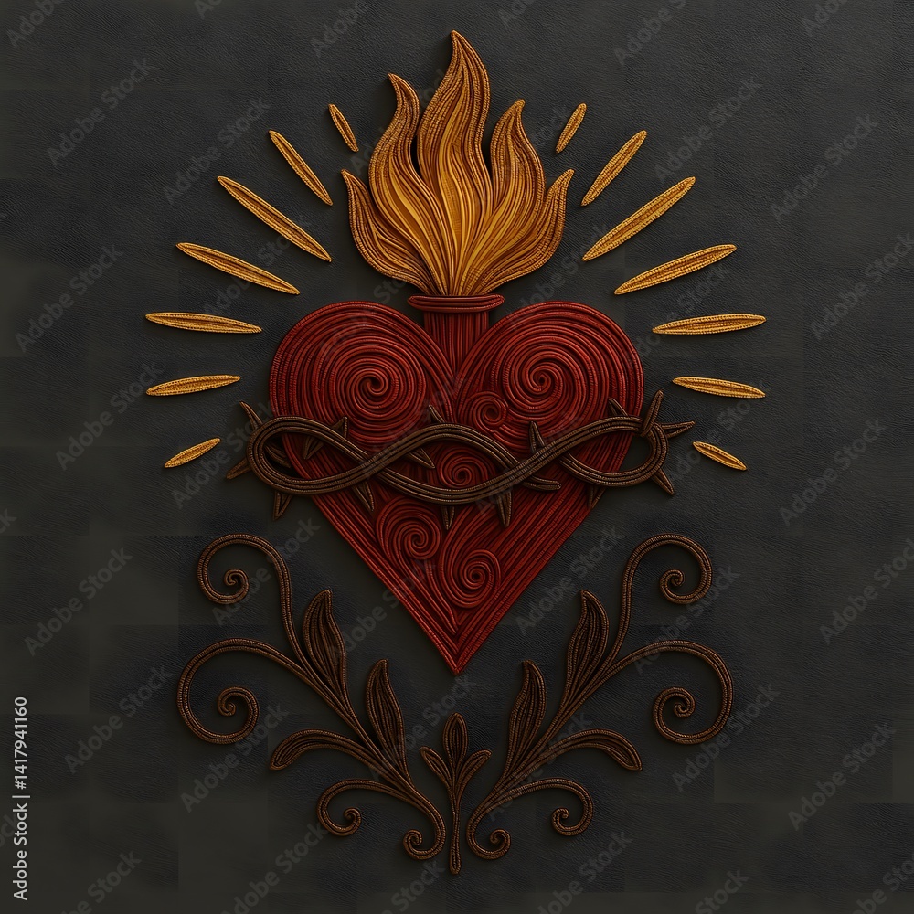 Sacred Heart Illustration: Intricate 3D paper art depicting the Sacred ...