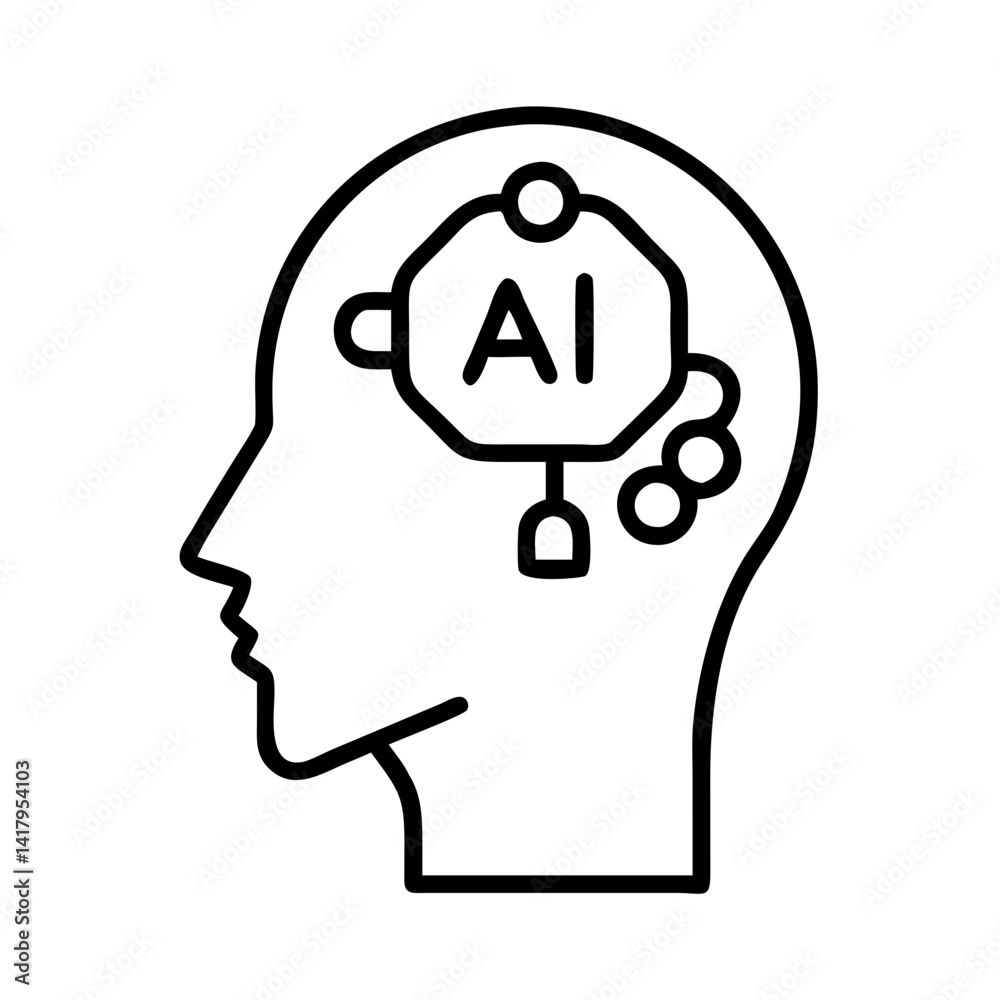 Ai artificial intelligence brain head mind machine learning technology ...