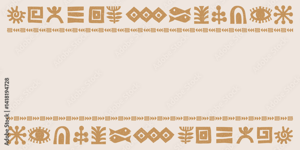 Hand drawn African, Mexican and Aztecs tribal for frame, border ...