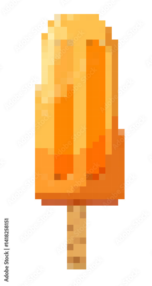 pixel art style popsicle orange ice cream on transparent background png ...