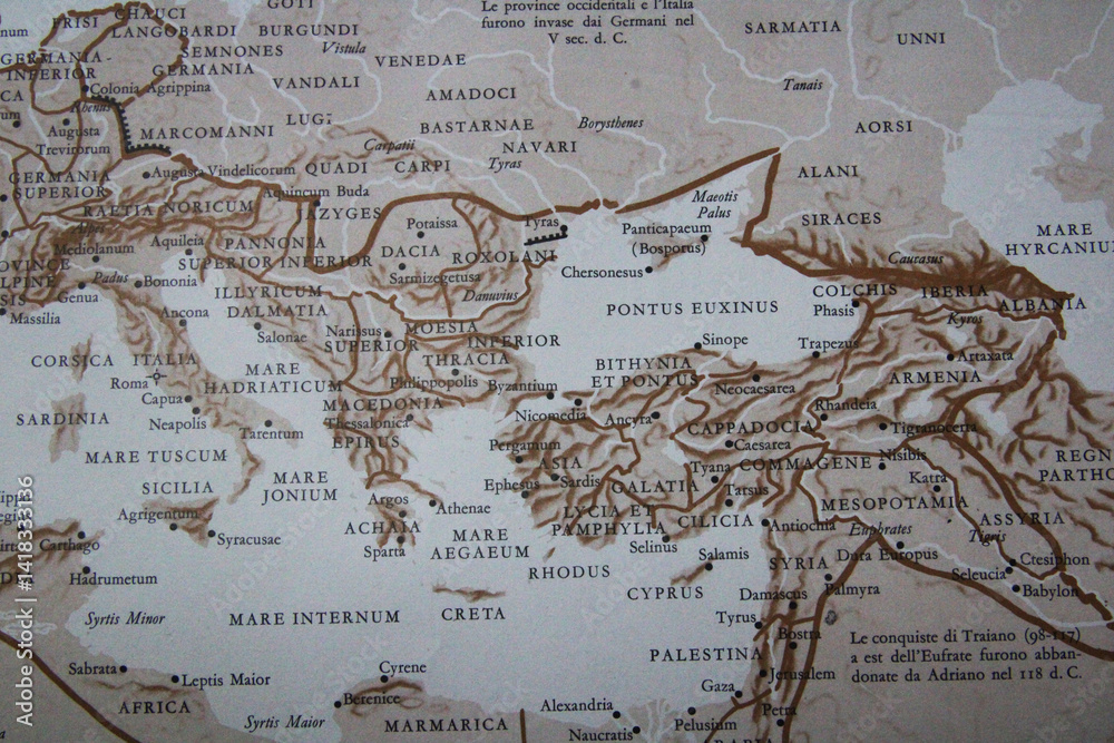 Historical map of the Roman Empire at its greatest territorial extent ...