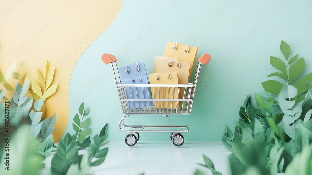 Minimalist e-commerce layout displaying cart with thumbnails, names ...