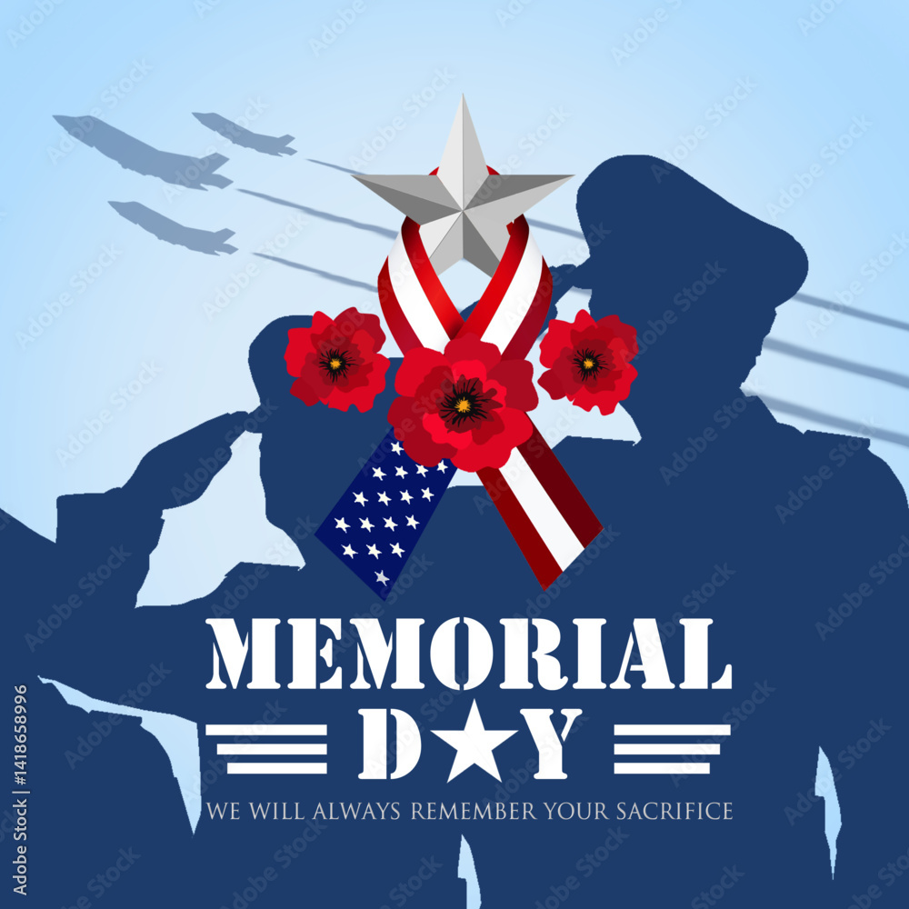 Patriotic Memorial Day 2025 Greeting Design with Epic Military Salute ...