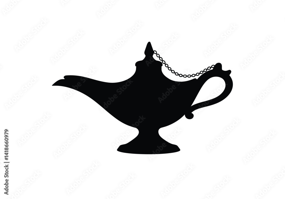 Praca wektorowa bez tantiem: Aladdin lamp silhouette. This image ...