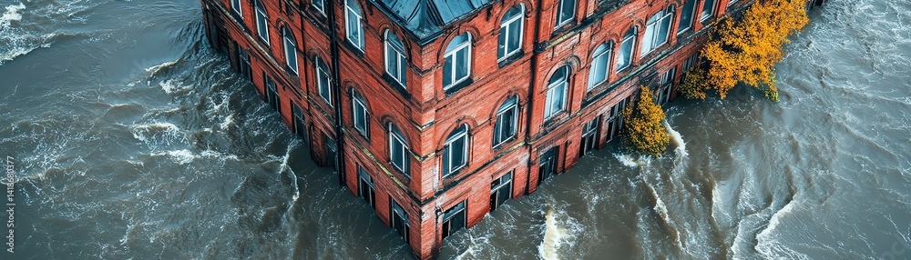 A tide mark on an old building, illustrating the historical rise in ...