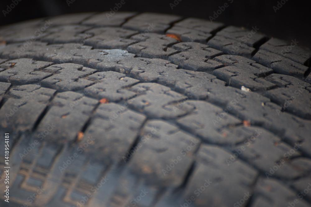 Tread inspection automotive workshop close-up photography indoor ...