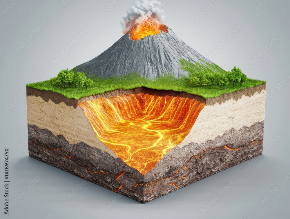 Volcanic eruption visualization nature cutaway diagram gigapixel detail ...