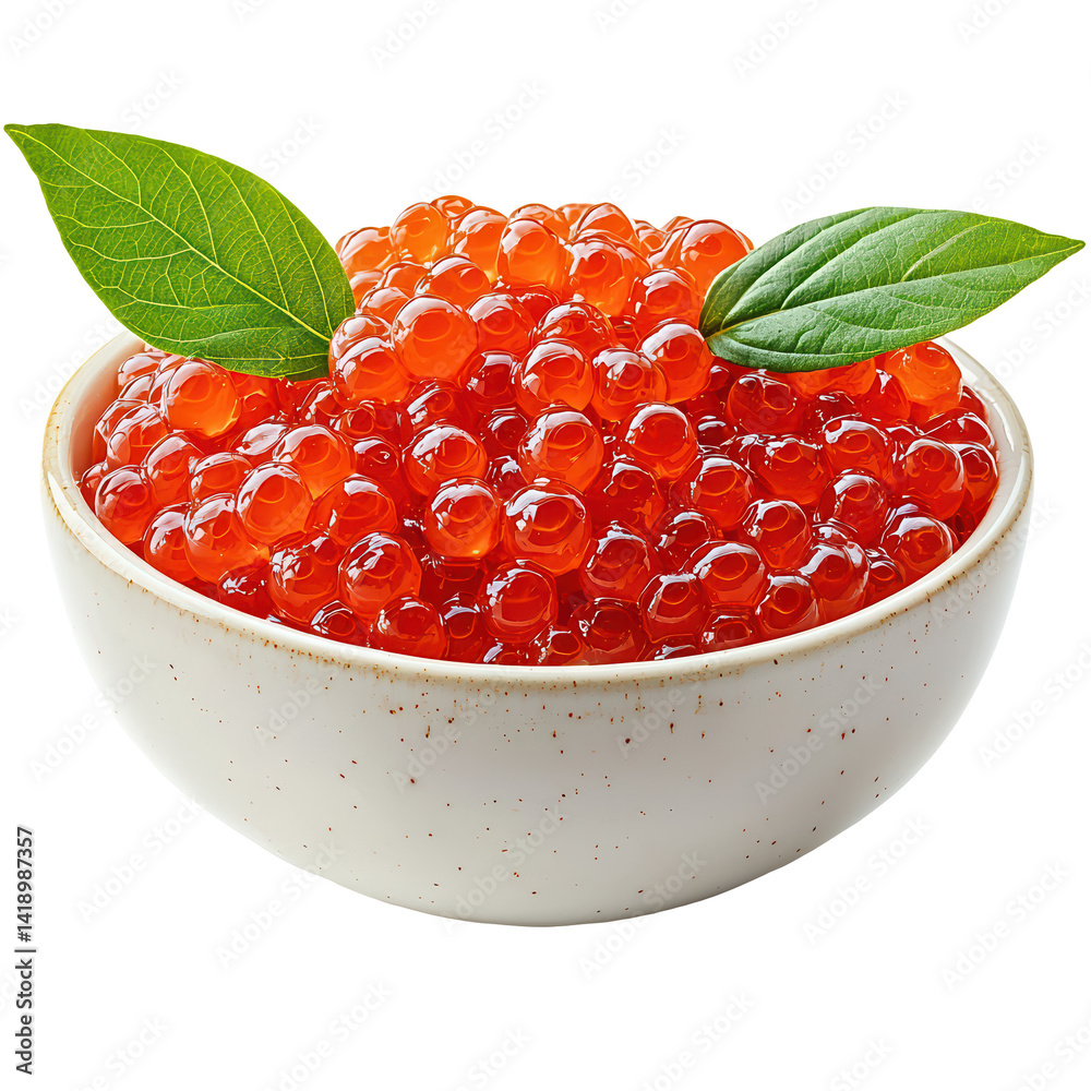 Luxurious bowl of red caviar png dynamic gourmet delicacy png refined fine dining art png ...