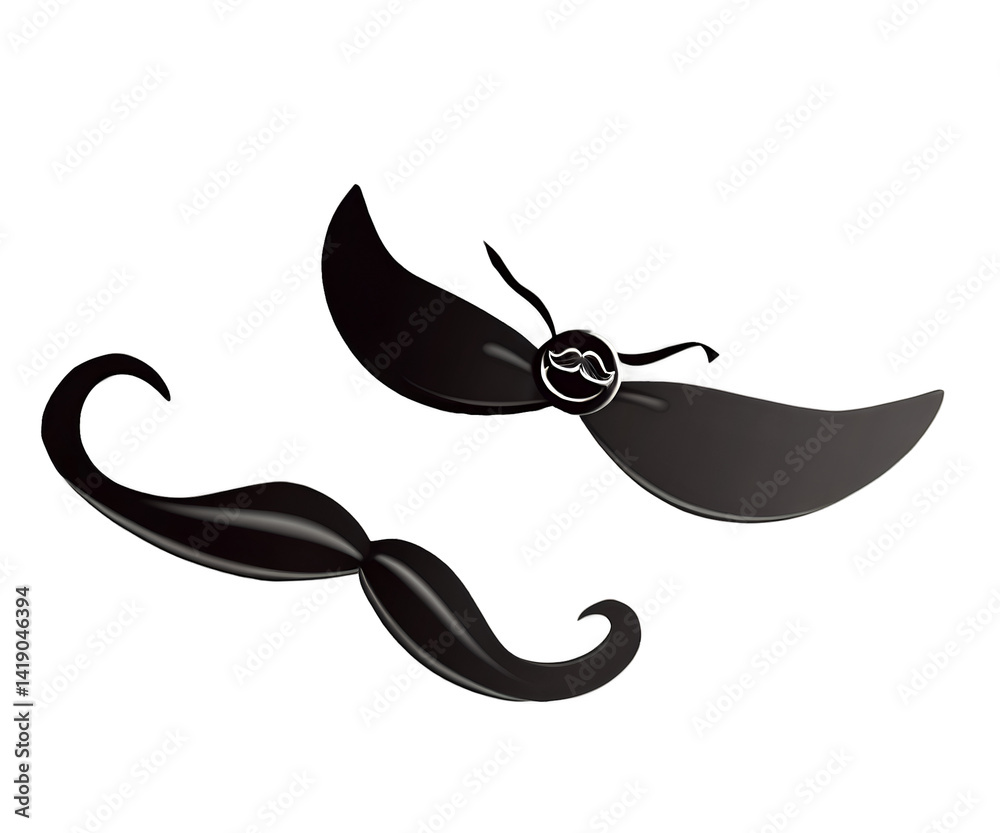 Whimsical Illustration of a Bowtie and Mustache Combination, A Unique ...