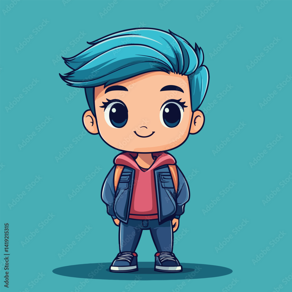cute Actress boy mascot pfp cartoon no details solid background bright ...