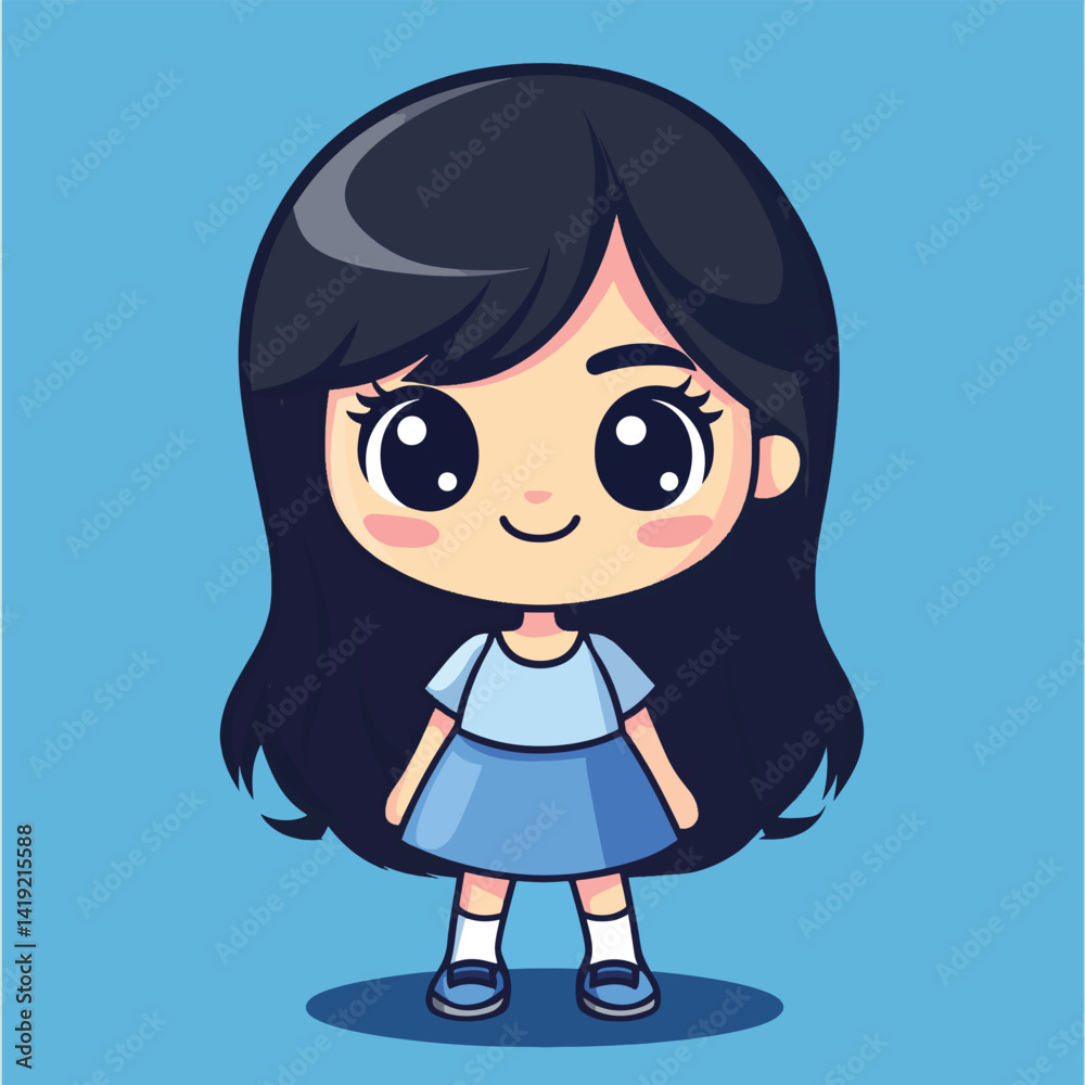 cute Actress girl mascot pfp cartoon no details solid background bright ...