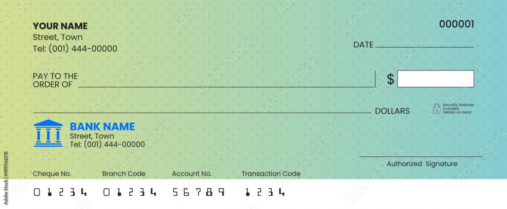 Blank Check Template – Editable Bank Cheque Vector Design Stock Vector ...
