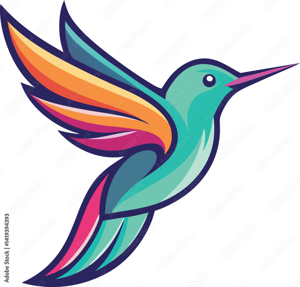 A mascot logo featuring a sleek and modern stylized hummingbird in ...