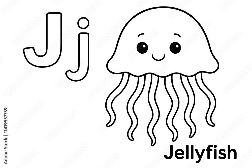 Alphabet Letter J (Jellyfish) Coloring Page - Educational Animal ...