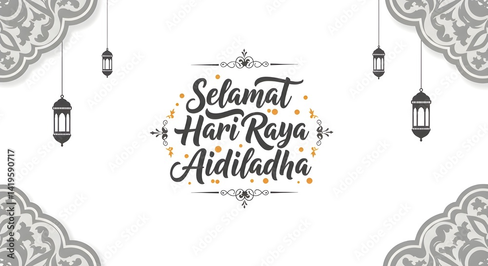 Vector illustration of Selamat Hari Raya Aidiladha with abstract ...