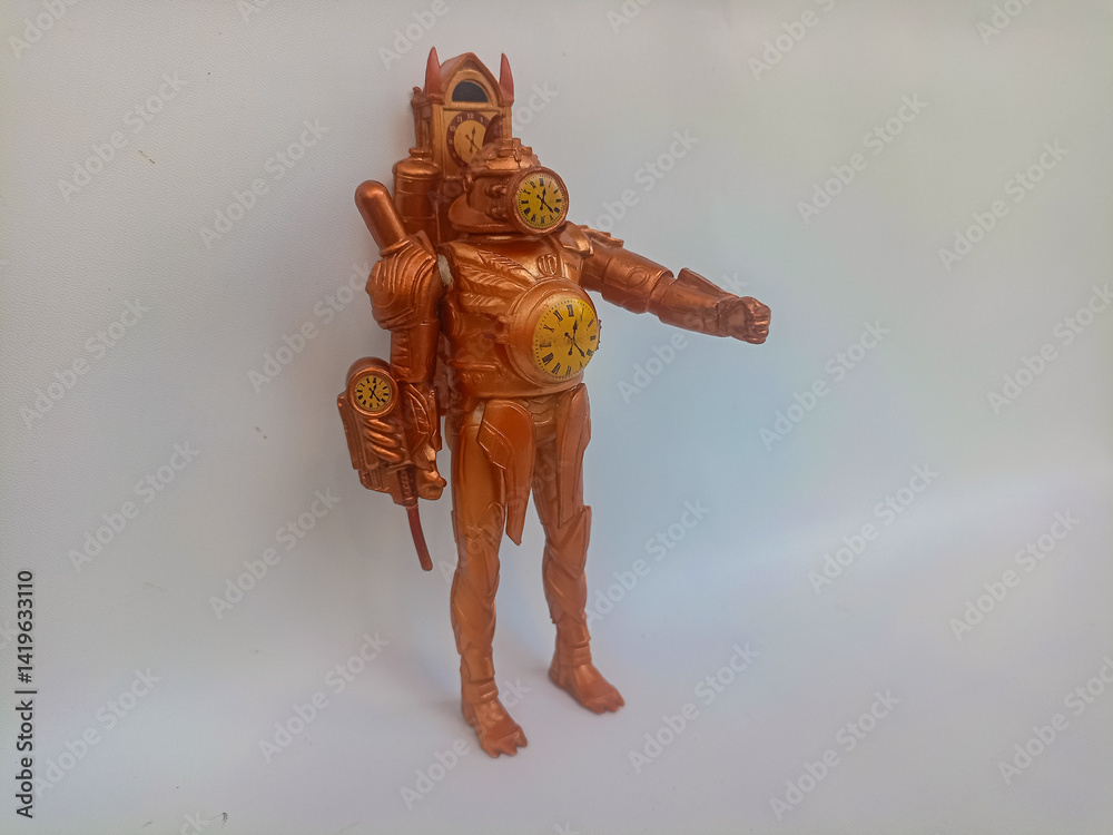 action figure skibidi toilet, Clock man isolated on white background ...