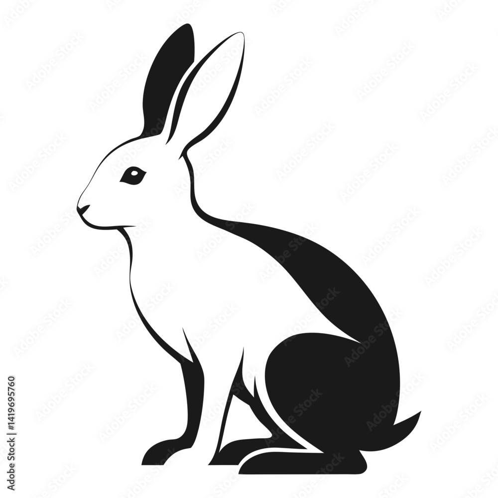 Download Jack Rabbit Silhouette Vector Illustration White Background ...