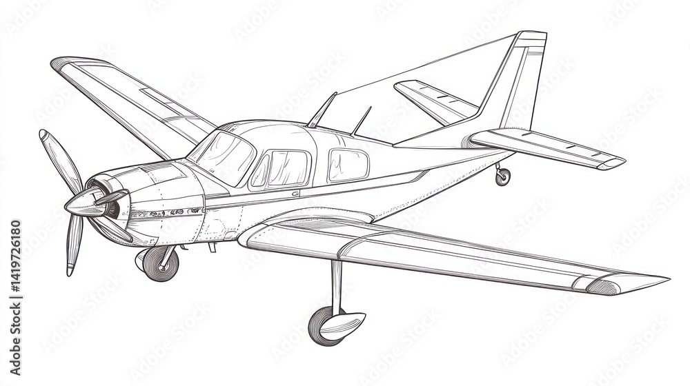 Ilustración de Stock Simple Airplane Drawing, Sketch, Aircraft Design ...