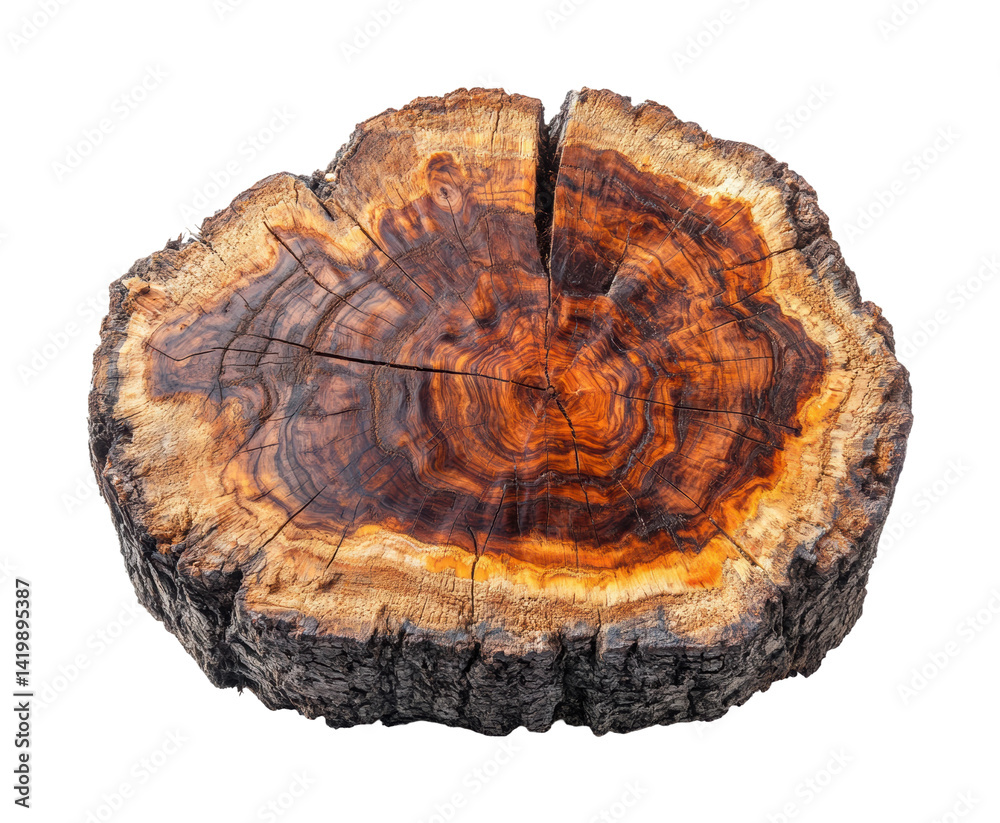 Wooden log cross-section nature still life isolated organic isolated on ...