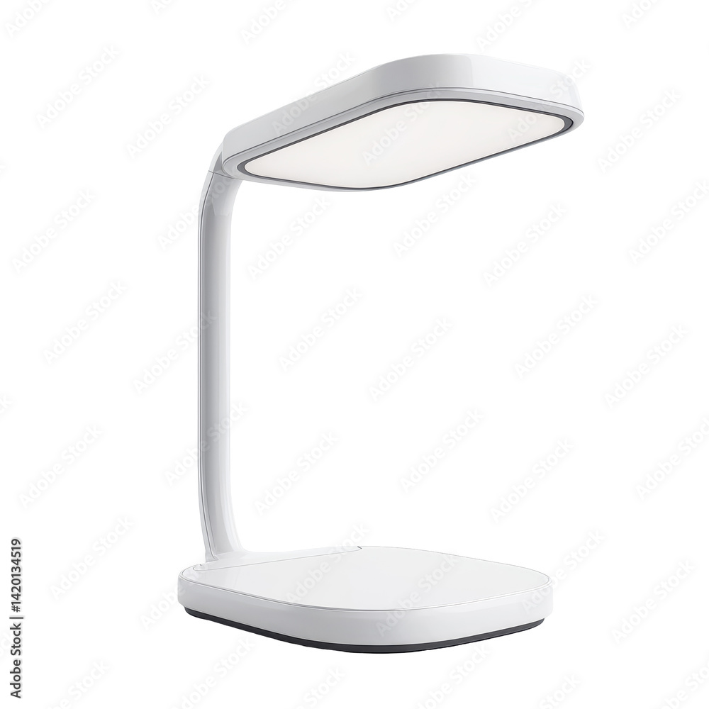 Modern white LED desk lamp with adjustable arm and large illuminated ...
