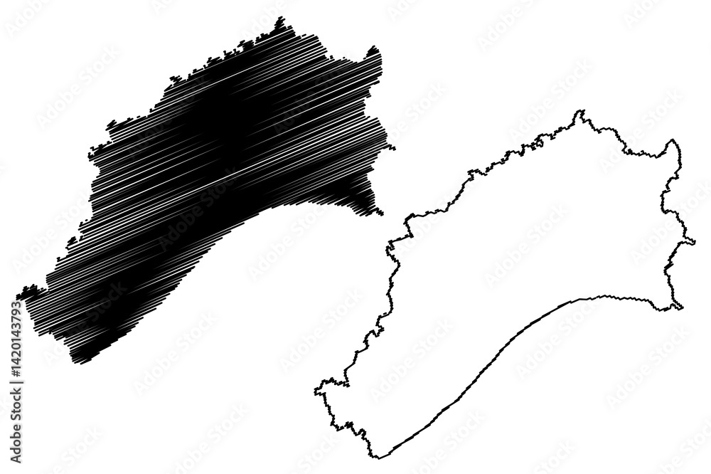 Porto Santo island (Madeira Archipelago, Portugal, Portuguese Republic) map vector illustration ...