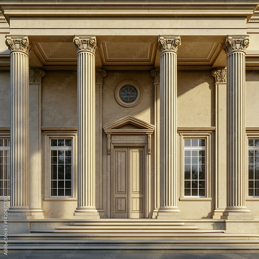 Beautifully crafted neoclassical mansion with strong vertical columns ...