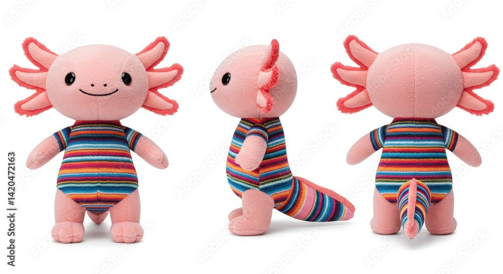 Plush axolotl wearing colorful Mexican sarape celebrating cultural ...