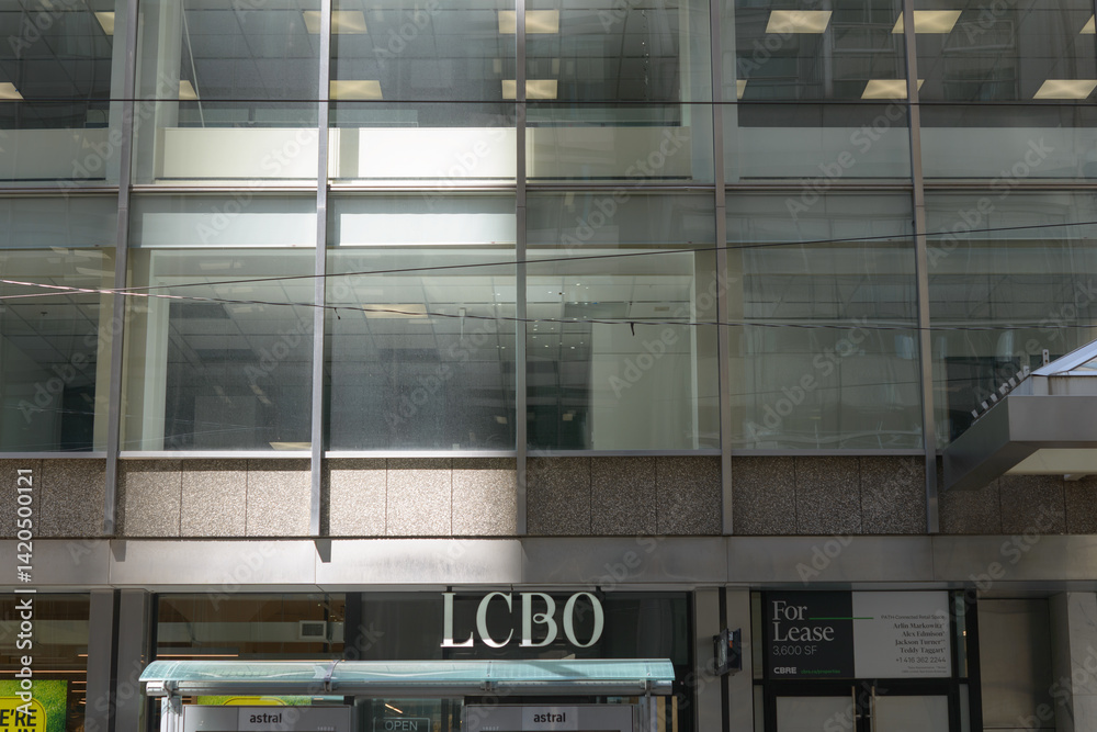 old deserted office building and sign of LCBO located at 4 King St W in ...