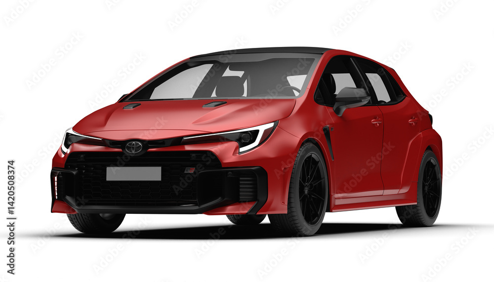 Front left side view of red Toyota Corolla GR 2025 model with ...