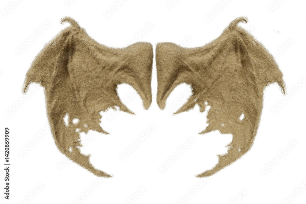 WIng of the monster, Devil fur wings with isolated on transparent ...