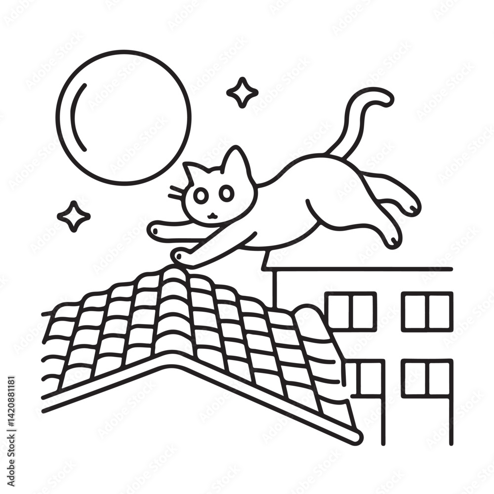 Cat moments meow life coloring pages, coloring book, line art ...