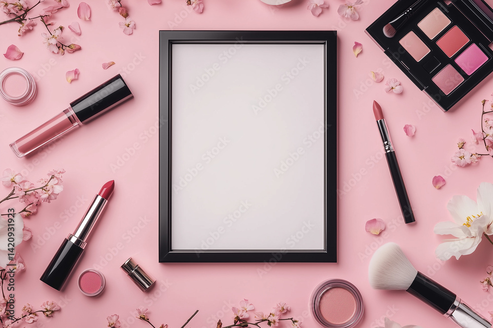 Beauty salon poster design with elegant frame layout, professional ...