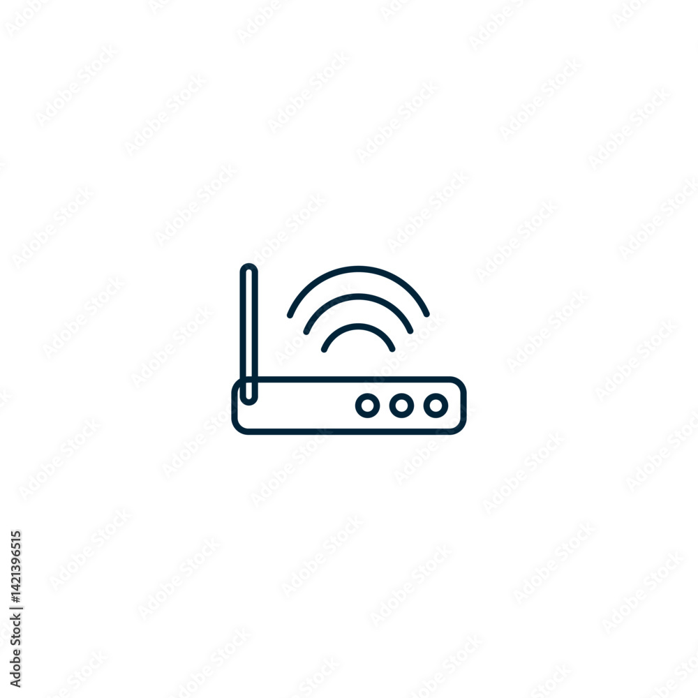 Line icon of a wireless WiFi router. Minimalist outline style ...