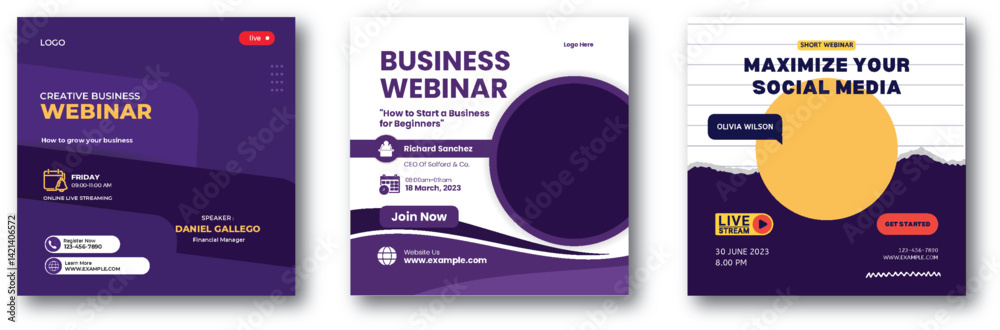 Promotional Material: Set of Engaging Webinar and Live Stream Templates ...