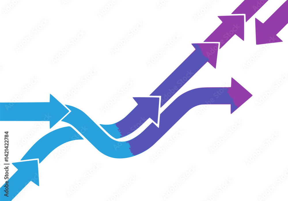 Merging arrows streamline process concept image. Clipart image isolated ...