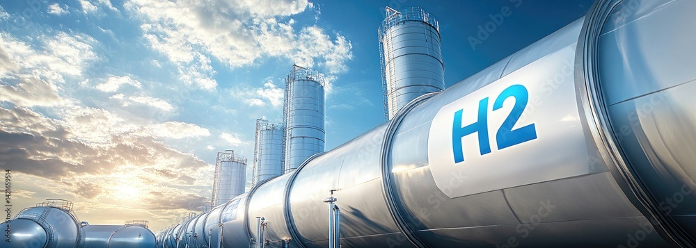 ภาพประกอบ Stock the text "H2" on Hydrogen storage tank tanks of various ...