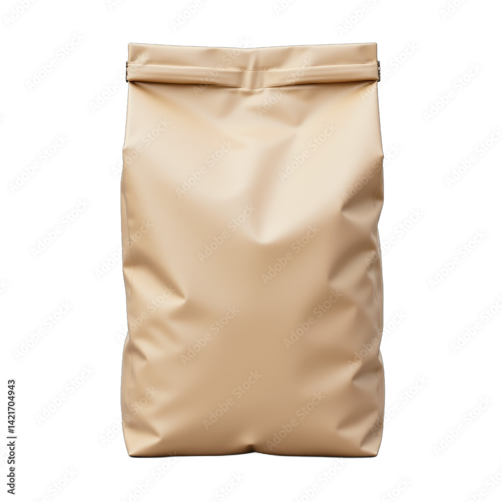 16. Isolated paper sack filled with bulk oats front view on transparent ...