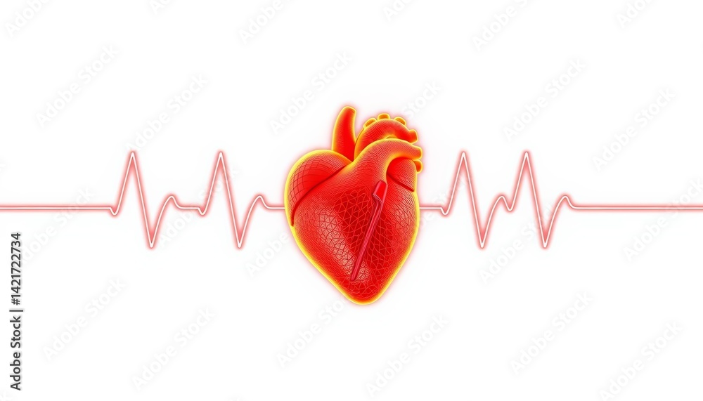 Vibrant heart rhythm illustration, cardiogram, healthcare, white ...