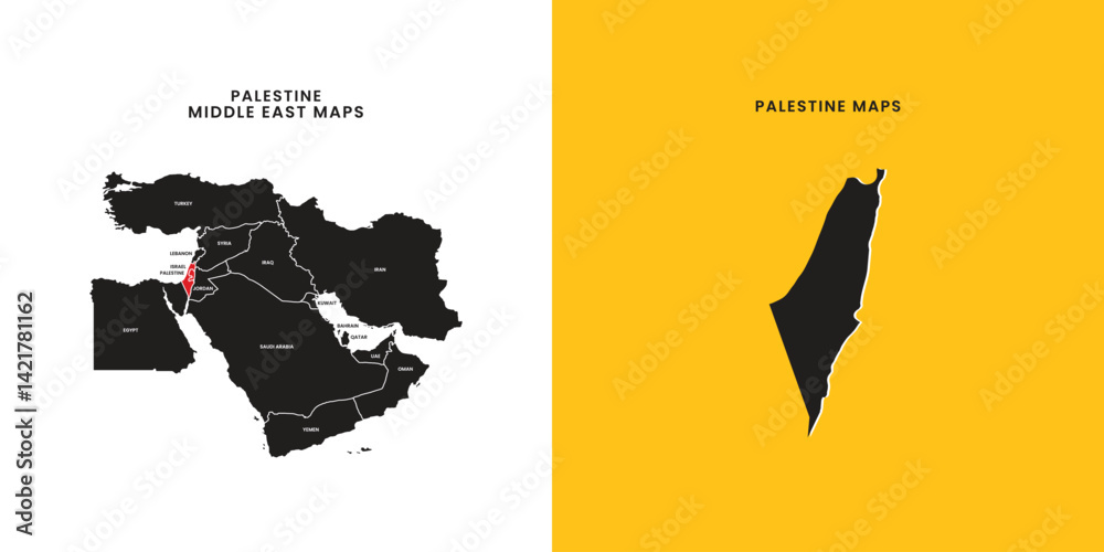 Map of Palestine. Map of Palestine in detail. Map of Palestine with red ...