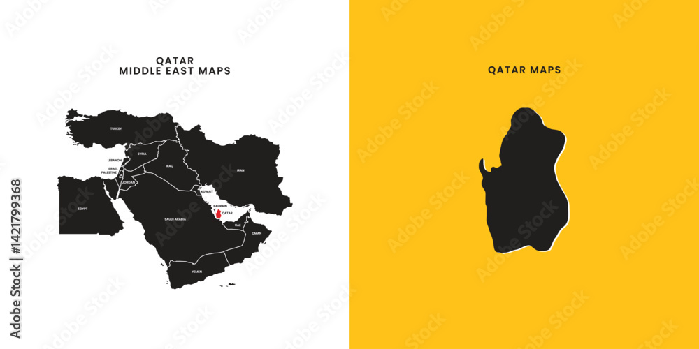 Map of Qatar. Map of Qatar in detail. Map of Qatar with red marks on ...